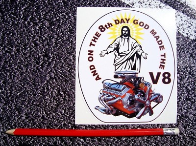 V8 Stickers Funny American Hot rod Pontiac Mustang Corvette Muscle Car ...