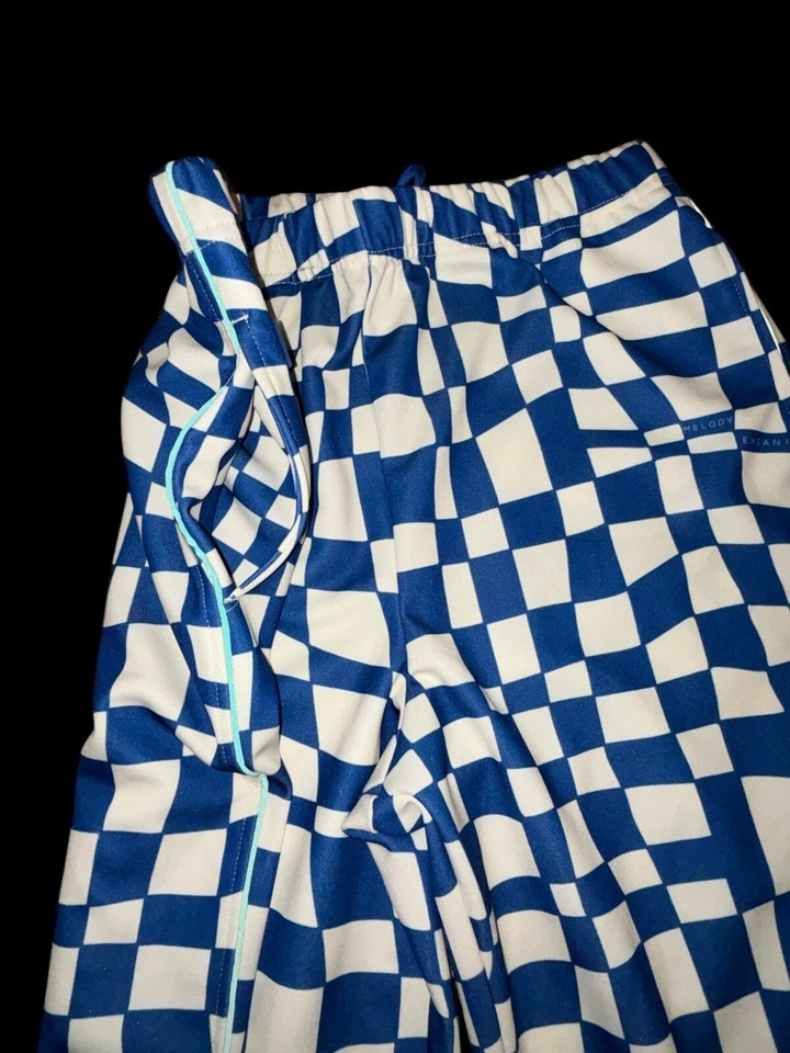 Melody Ehsani Checkered Track Suit Jacket And Joggers Set Blue White ...