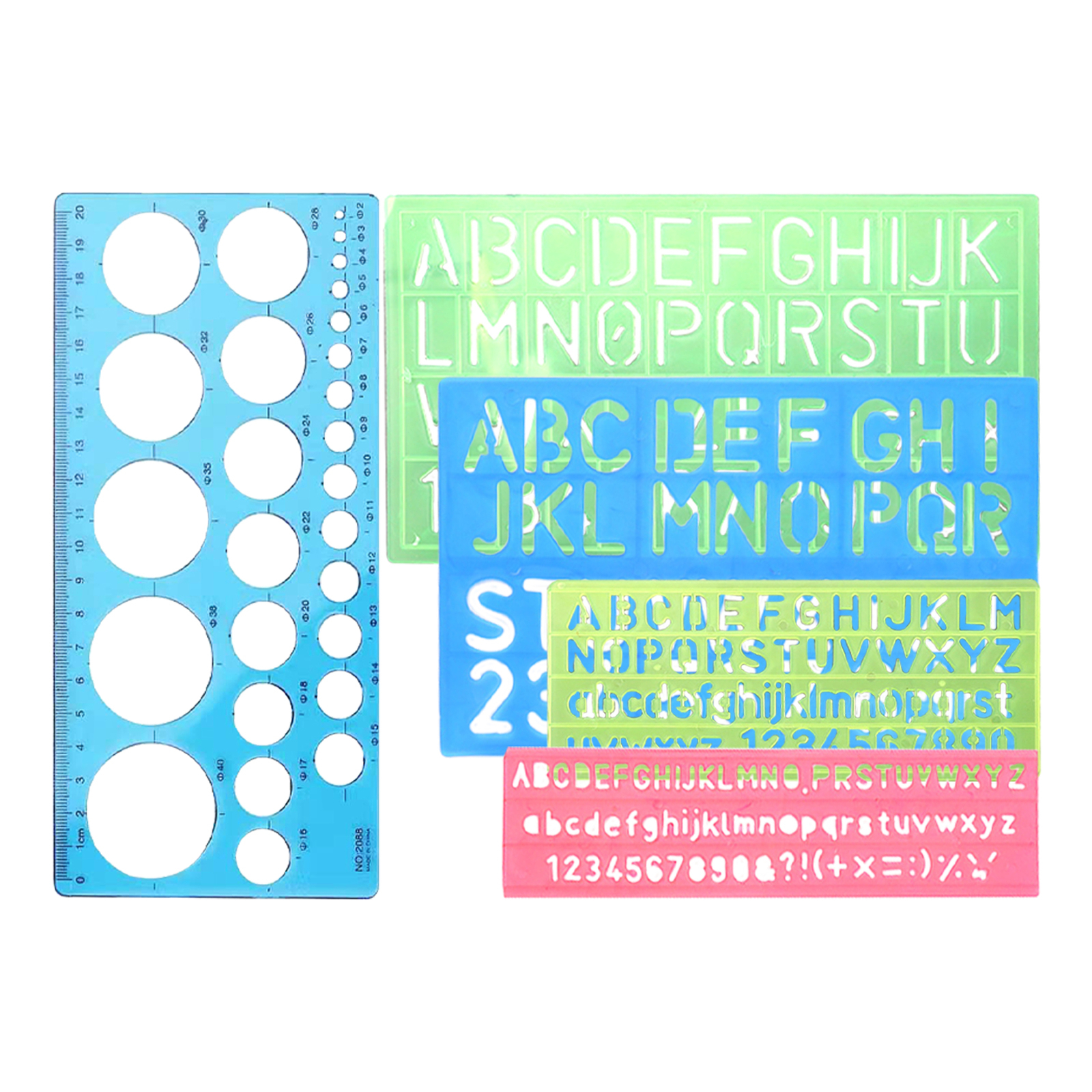 Colorful Plastic Office With Ruler Numbers Art Letter Stencil Symbol ...