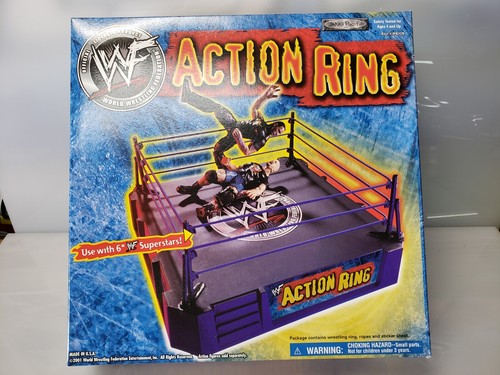 WWF Wrestling Ring New Jakks Pacific Action Ring Playset 2001 WWE WCW ...