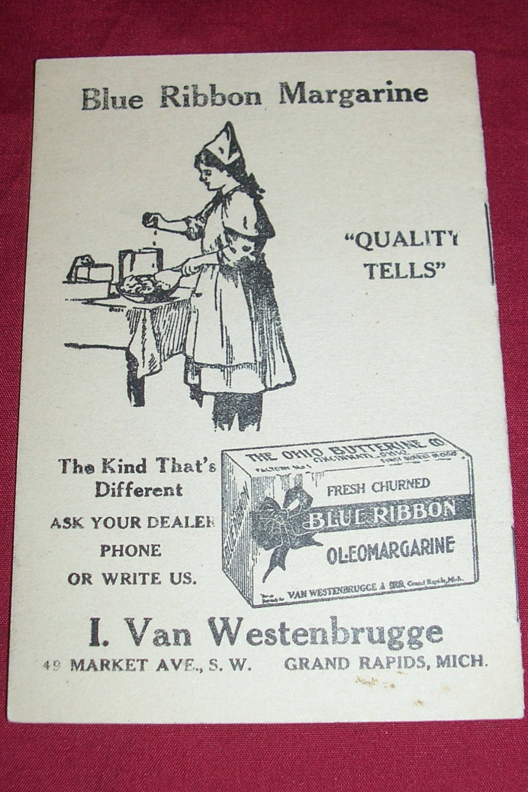 Old Blue Ribbon Margarine Ad Advertisement The Story of Old Glory ...