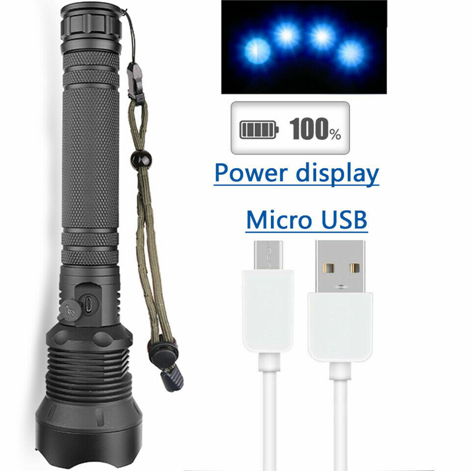 XHP90 Most Powerful 110000LM Tactical 3 Mode Zoom Flashlight LED ...