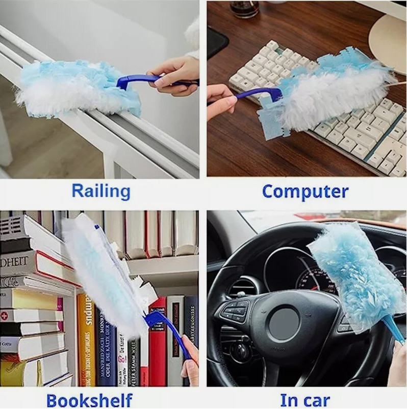 Flash Dust Magnet Fluffy Duster Kit with Extendable Long Handle & 20 ...