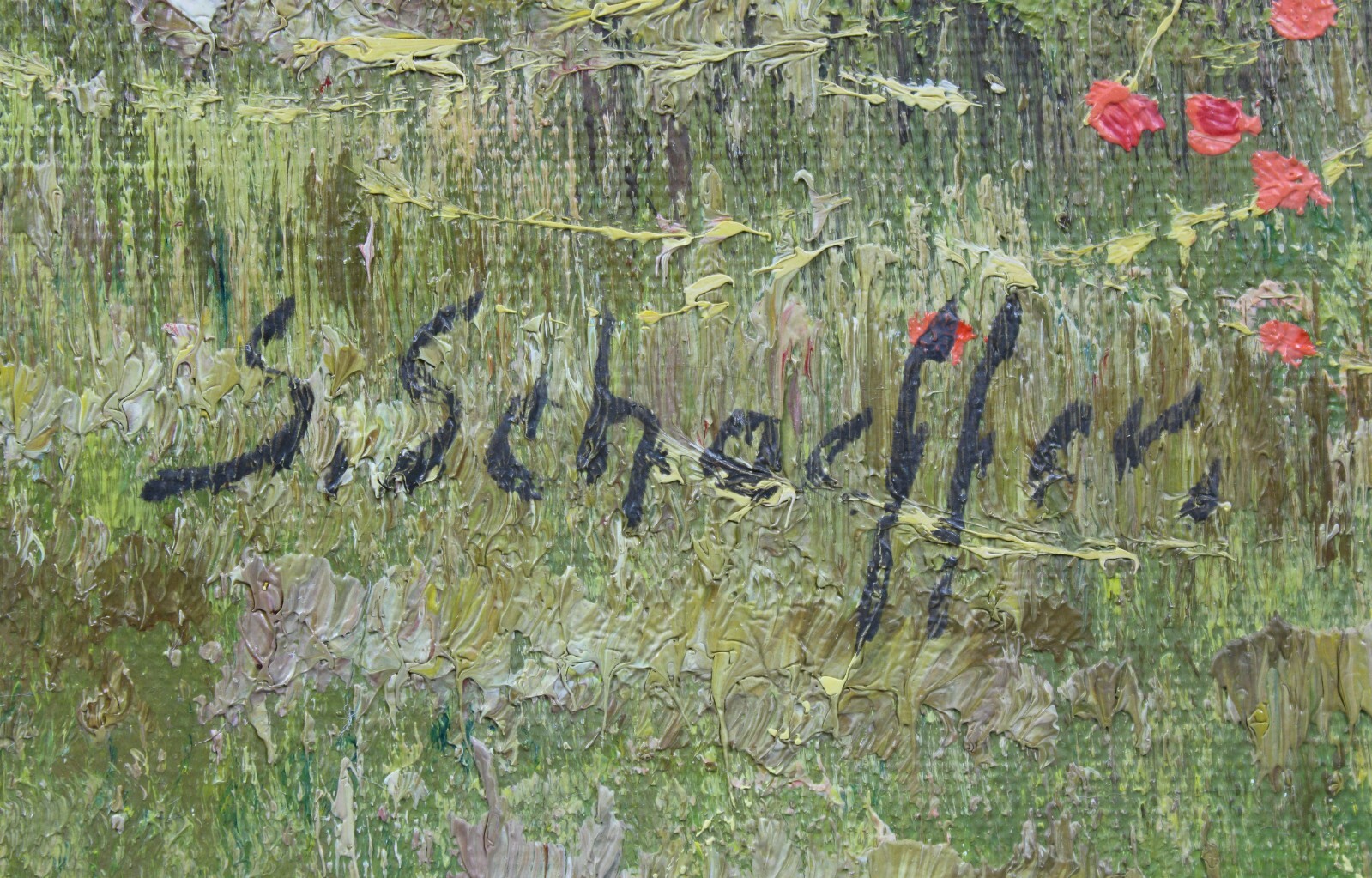 Siem Schaeffer European village landscape w hay shocks, oil painting 48 ...