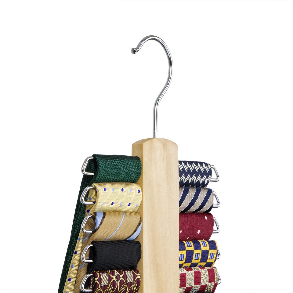 Wooden Tie Hanger 20 Bar- Belt & Tie Rack Storage Organiser, The Hanger ...