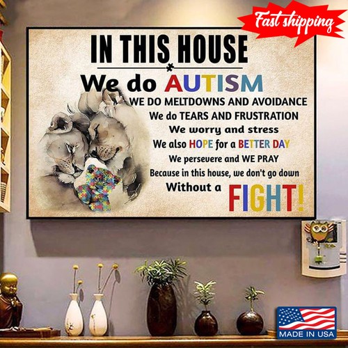 Vintage Lion Family Autism Awareness In This House We Do Autism We Do ...