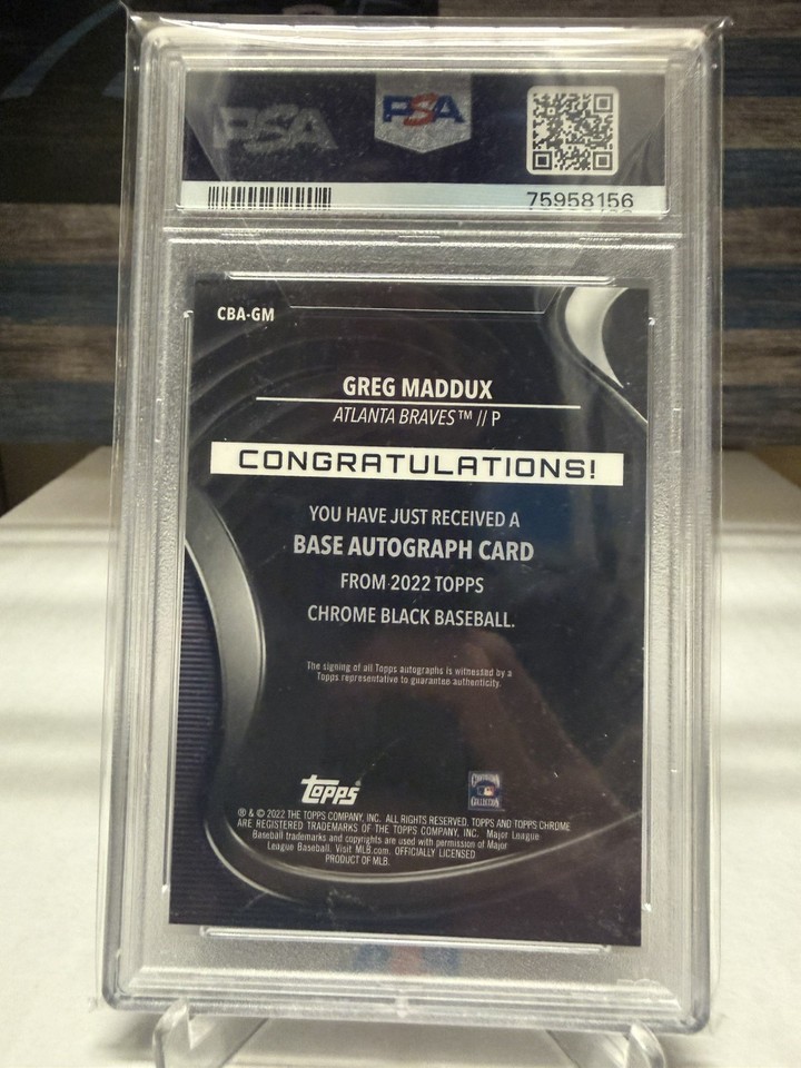 2022 Topps Chrome Black Greg Maddux Gold Mini Diamond Auto /50 PSA 10 ...