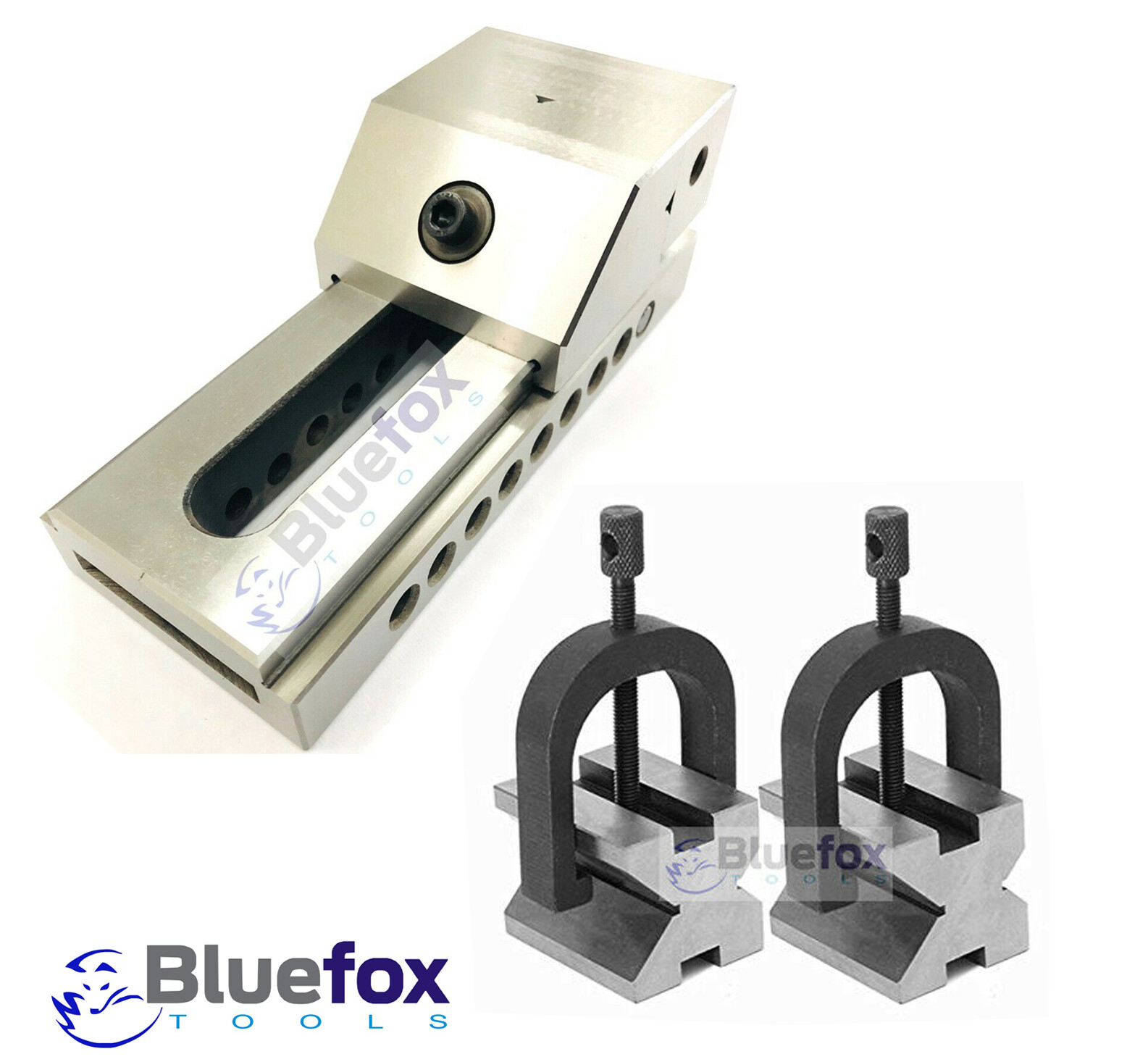 Toolmaker Grinding Vice 2"/50mm Pin Type + V Block set of two pc 1-5/8 ...