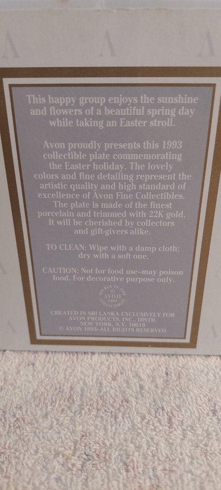 AVON "EASTER PARADE" 1993 5" PORCELAIN 22K GOLD TRIMMED COLLECTORS ...