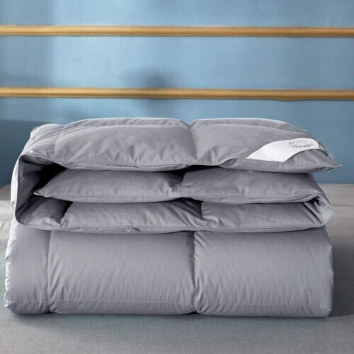 Luxurious Gray Down Comforter Queen Size, 100% Skin-Friendly Cotton ...