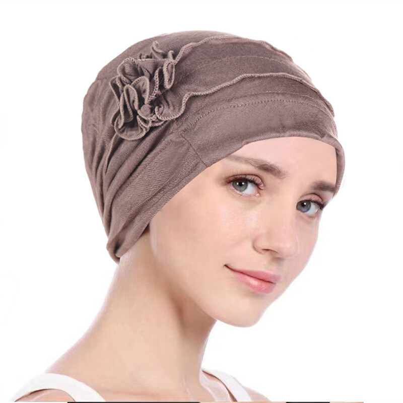 Women African Turban Cover Vintage Flower Head Wraps Elastic Beanie Hat ...