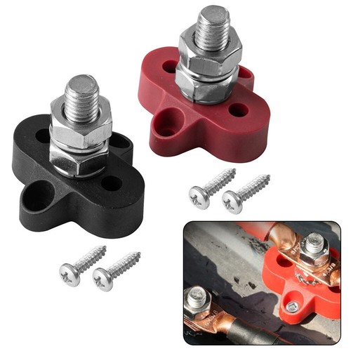 2pcs/set M8 Red & Black Junction Block Power Post Insulated Terminal ...