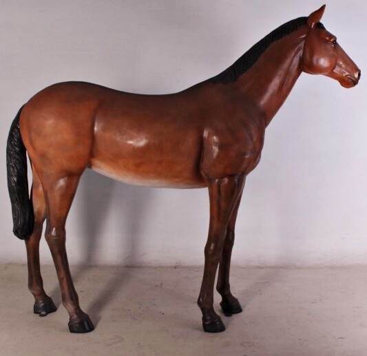 Standing Chestnut Horse Life Size Resin Statue Farm Animal Prop Display ...