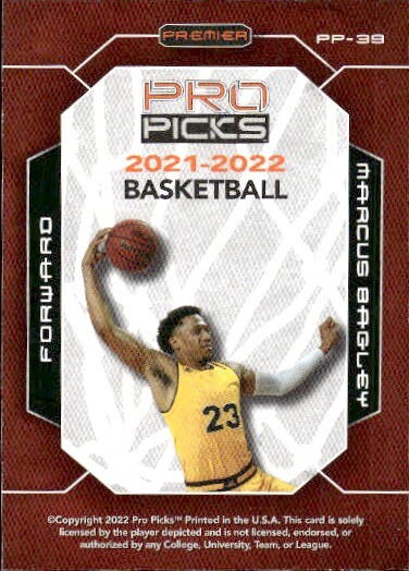 2021-22 Pro Picks Premier #PP-39 Marcus Bagley Basketball | eBay
