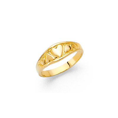 Kid 14k Yellow Real Gold Plain Hearts Children's Baby Girl Boy Ring ...
