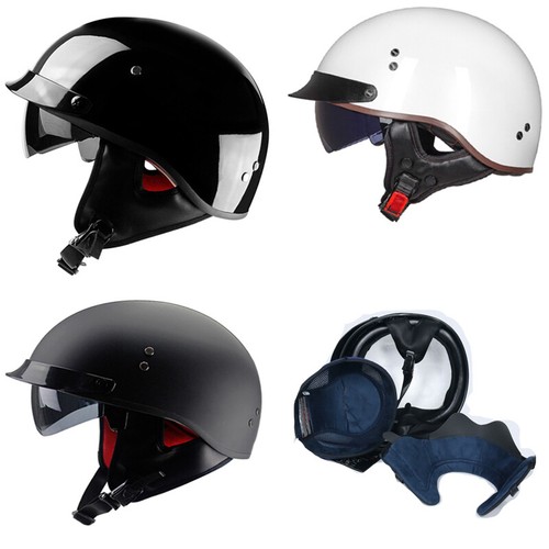 DOT Motorcycle Half Helmet Open Face Cruiser Biker Scooter Crash ...