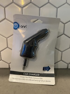 ONN TriTip Car Charger 1 Amp Black Micro Mini USB Samsung 20 Pin Device ...