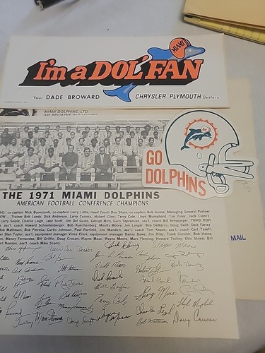 1971 Miami Dolphins Team Photo , Don Shula Photo, 2 Stickers And 1972 ...