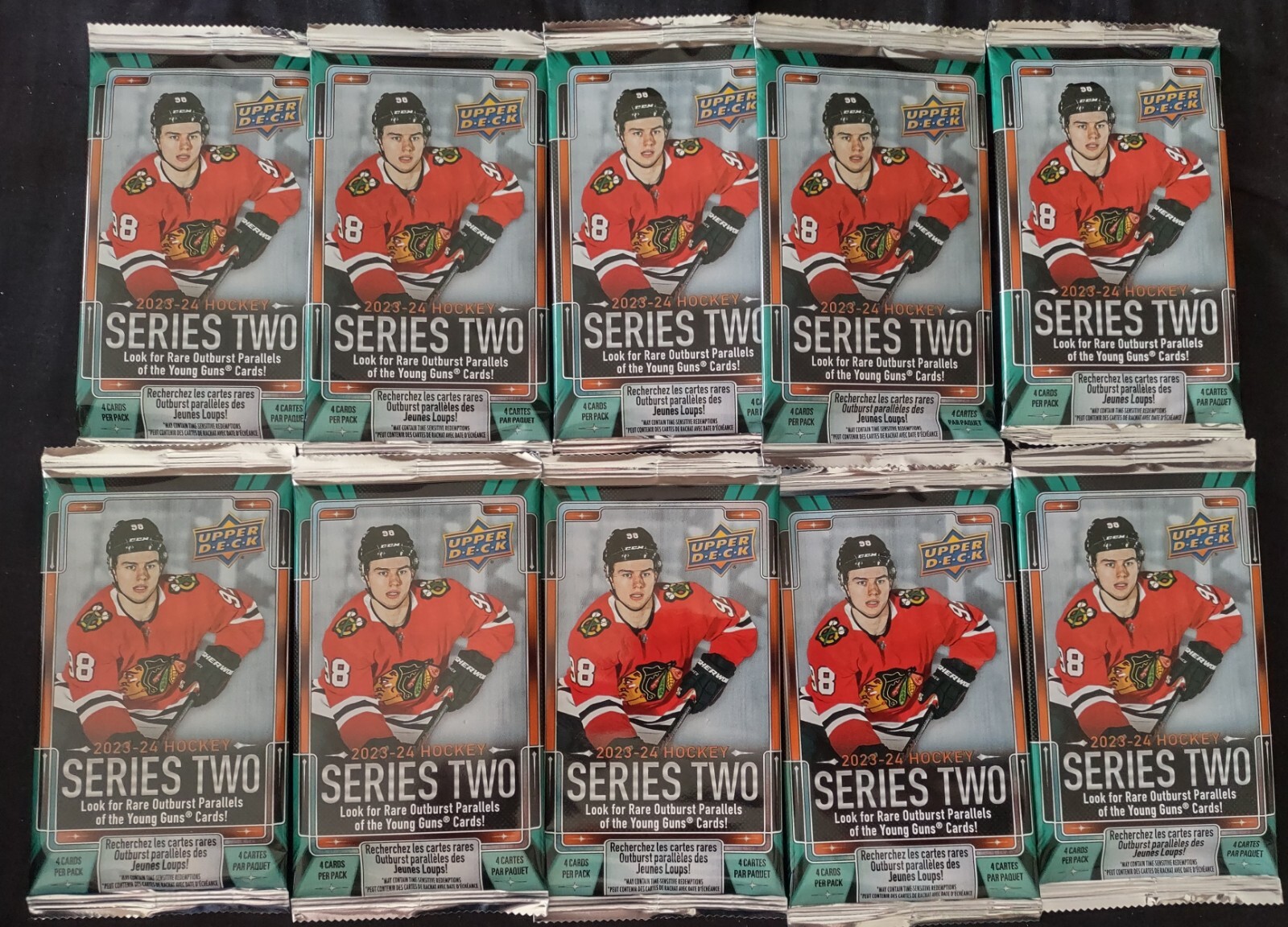 (10) PACKS 2023-2024 UPPER DECK SERIES 2 RETAIL HOCKEY PACKS BEDARD YG ...