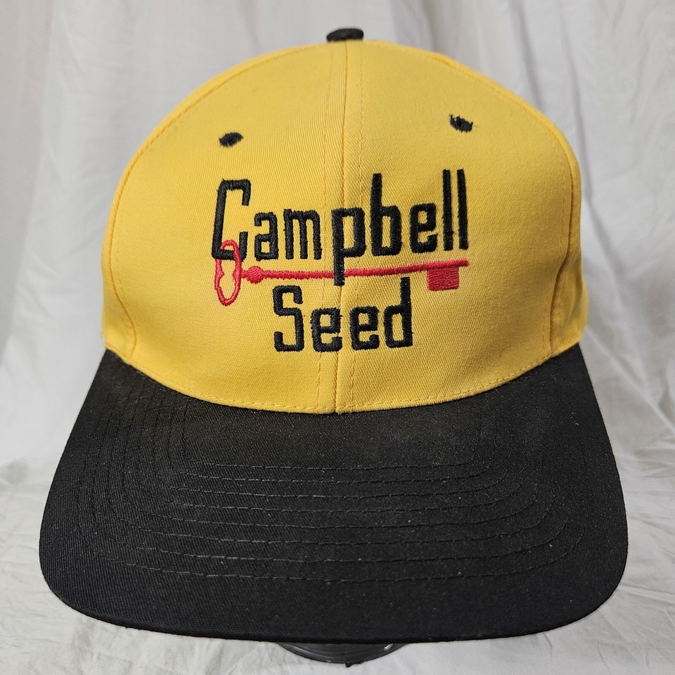 Campbell Seed Hat Embroidered Key Logo Snapback Cap Farmer Corn Yellow ...