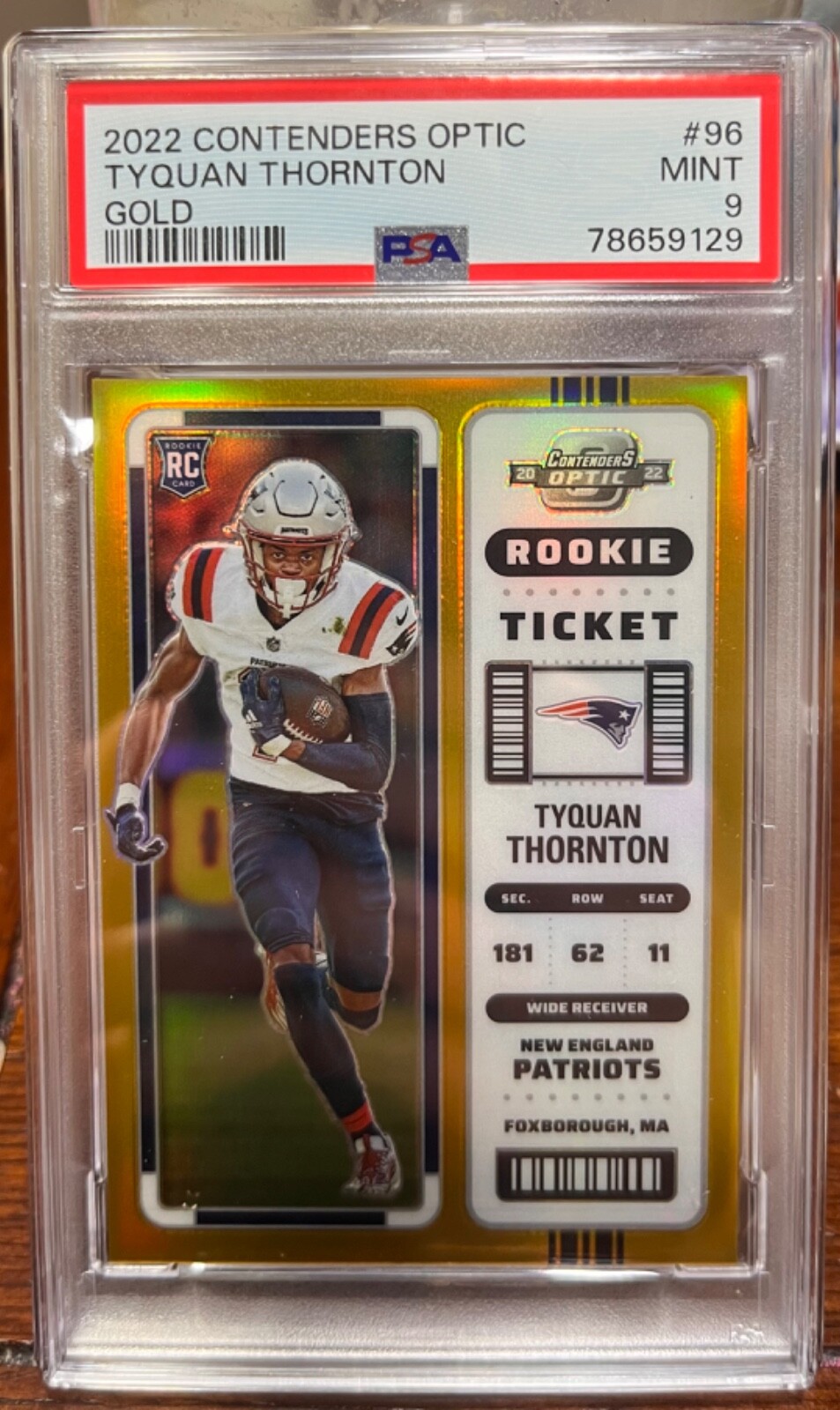 2022 Contenders Optic Tyquan Thornton GOLD /10 Rookie💥PSA 9 🔥Patriots 🔥 ...