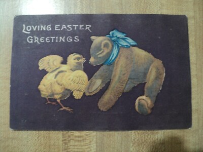 EASTER Chick w/ a Jointed TEDDY BEAR 1908 Tuck Postcard | eBay
