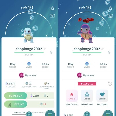 Pokémon Shiny Dynamax Squirtle-Registered (20k Sta.rd) | eBay