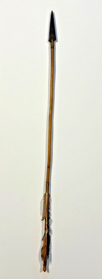 Native American Indian Arrow; Metal Tip;Painted Design; Feathers; Sinew ...