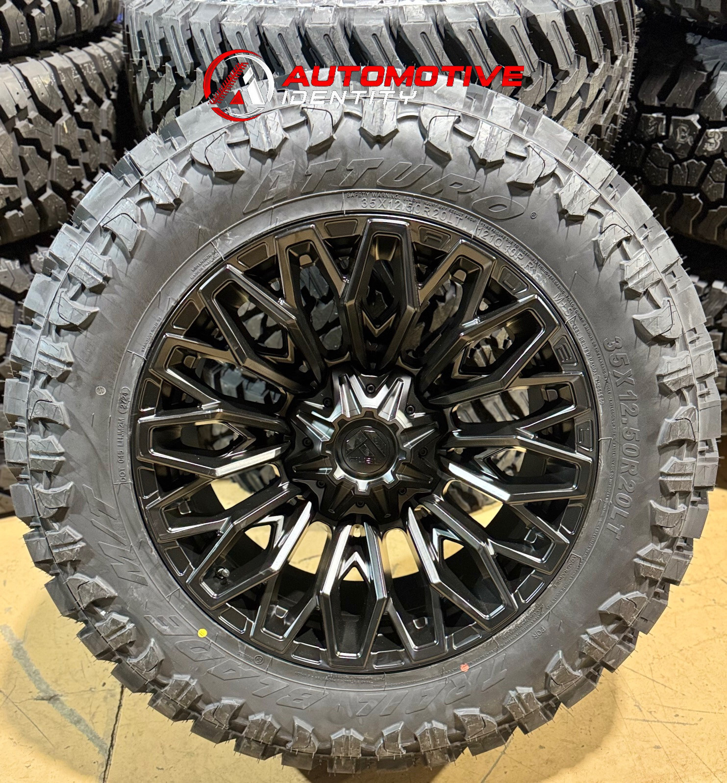 5) 20x10 Fuel D865 Strike Black Wheels 35" MT Tires 5x5 Jeep Wrangler ...