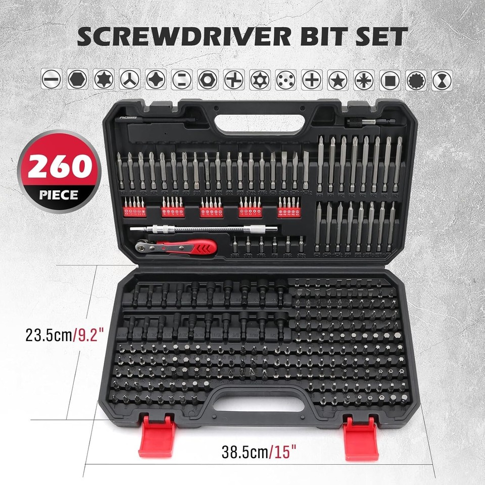 260-Piece Ultimate Screwdriver Bit Set - Security Bit Set, Screw Driver ...