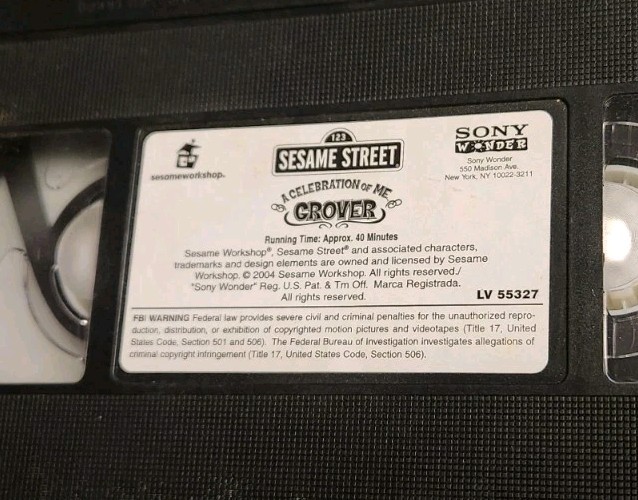 Sesame Street: A Celebration of Me Grover VHS Sony Wonder 2004 Late ...