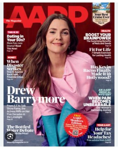 AARP Magazine Feb/March 2025 Drew Barrymore-New | eBay