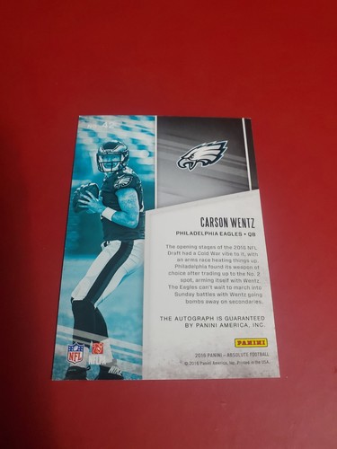 2016 Absolute Cason Wentz Absolutely Ink 11/15auto Rookie Card 42 | eBay