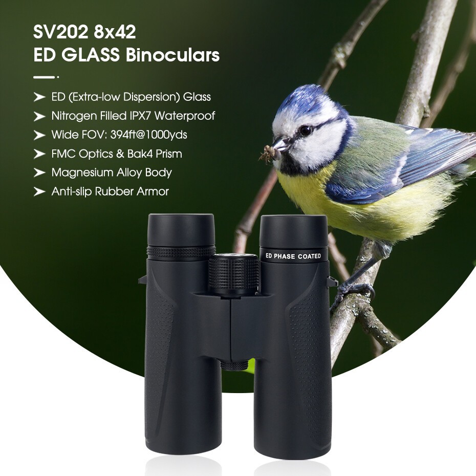 SVBONY SV202 8x42 ED Binoculars Roof Prism Extra-Low Dispersion for ...
