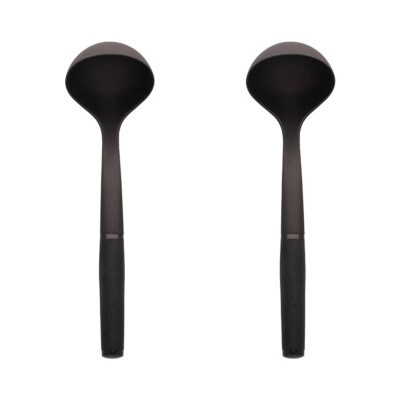 2x Nylon Soft Touch 31cm Ladle Cooking Utensil Heat Resistant Black ...