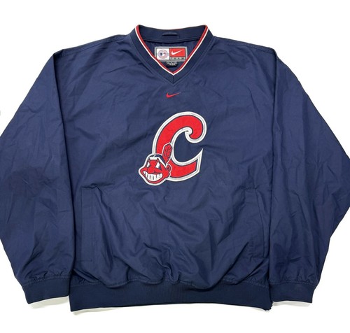 Nike Cleveland Indians Chief Wahoo Logo Pullover Jacket Mens Large ...