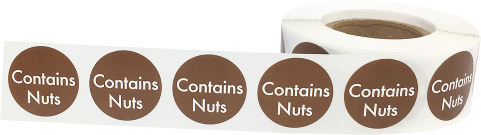 Contains Nuts Food Allergy Stickers, 0.75 Inches Round, 500 Labels on a ...