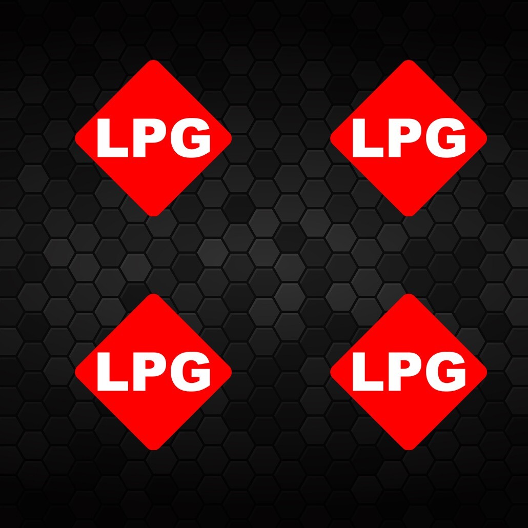 LPG GAS NUMBERPLATE STICKER DECAL X4 GARAGE WORKSHOP CAR TRUCK CARAVAN ...