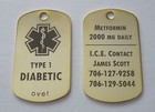 Stainless Steel Diabetes Diabetic Id Alert Tag - Free DARK Custom ...