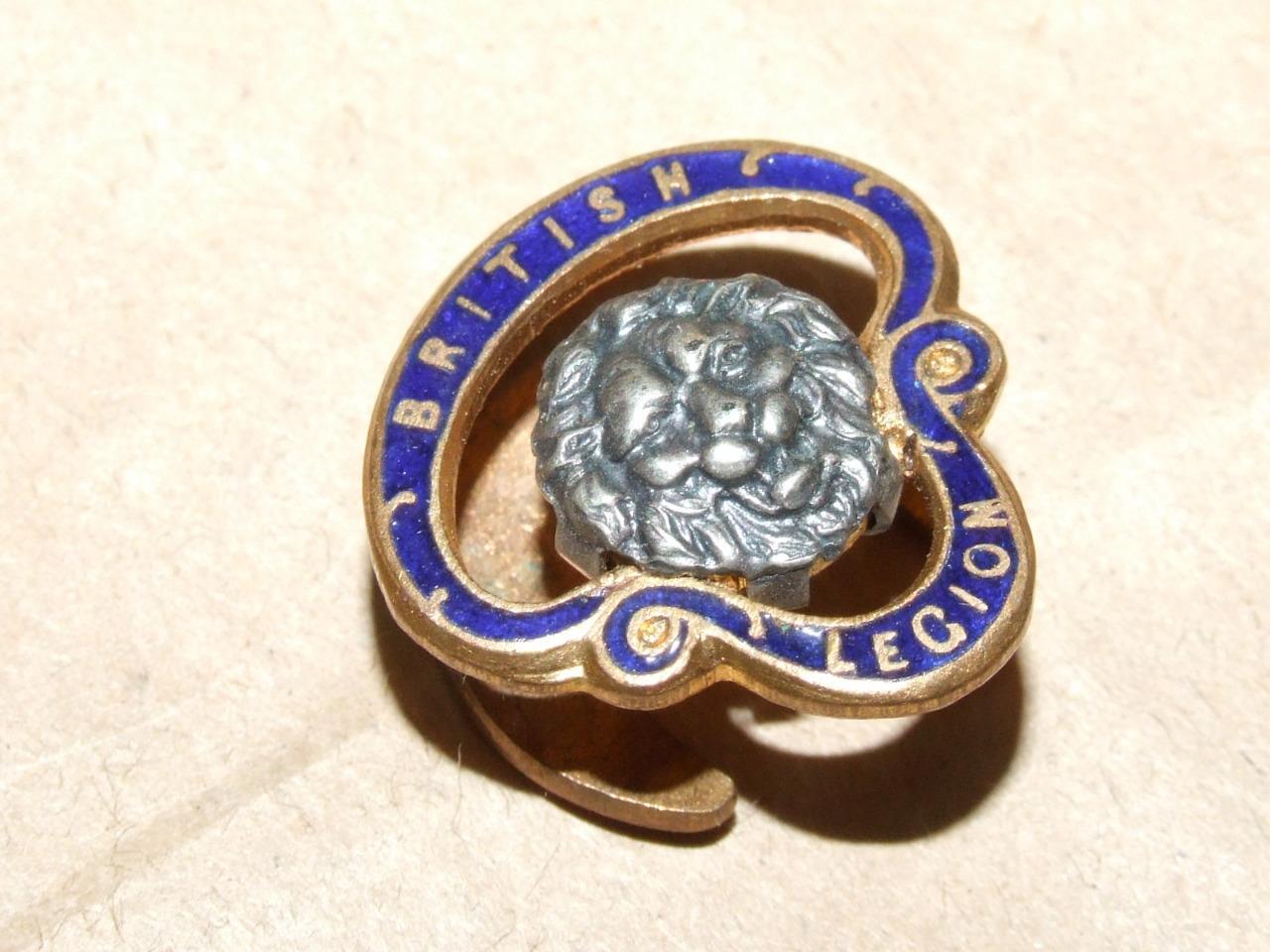 Vtg JR Gaunt Brass & Blue Enamel Lion British Legion Button Lapel Badge ...
