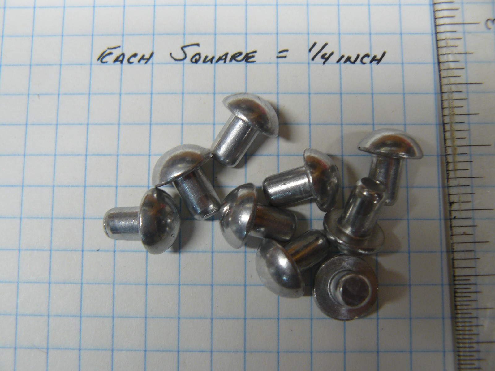 25 Solid Aluminum 1/4 X 3/8 SCA armor rivets LARP ROUND cold head model ...