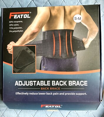 NIB FEATOL Adjustable Back Brace, Provide Support & Reduce Lower Back ...
