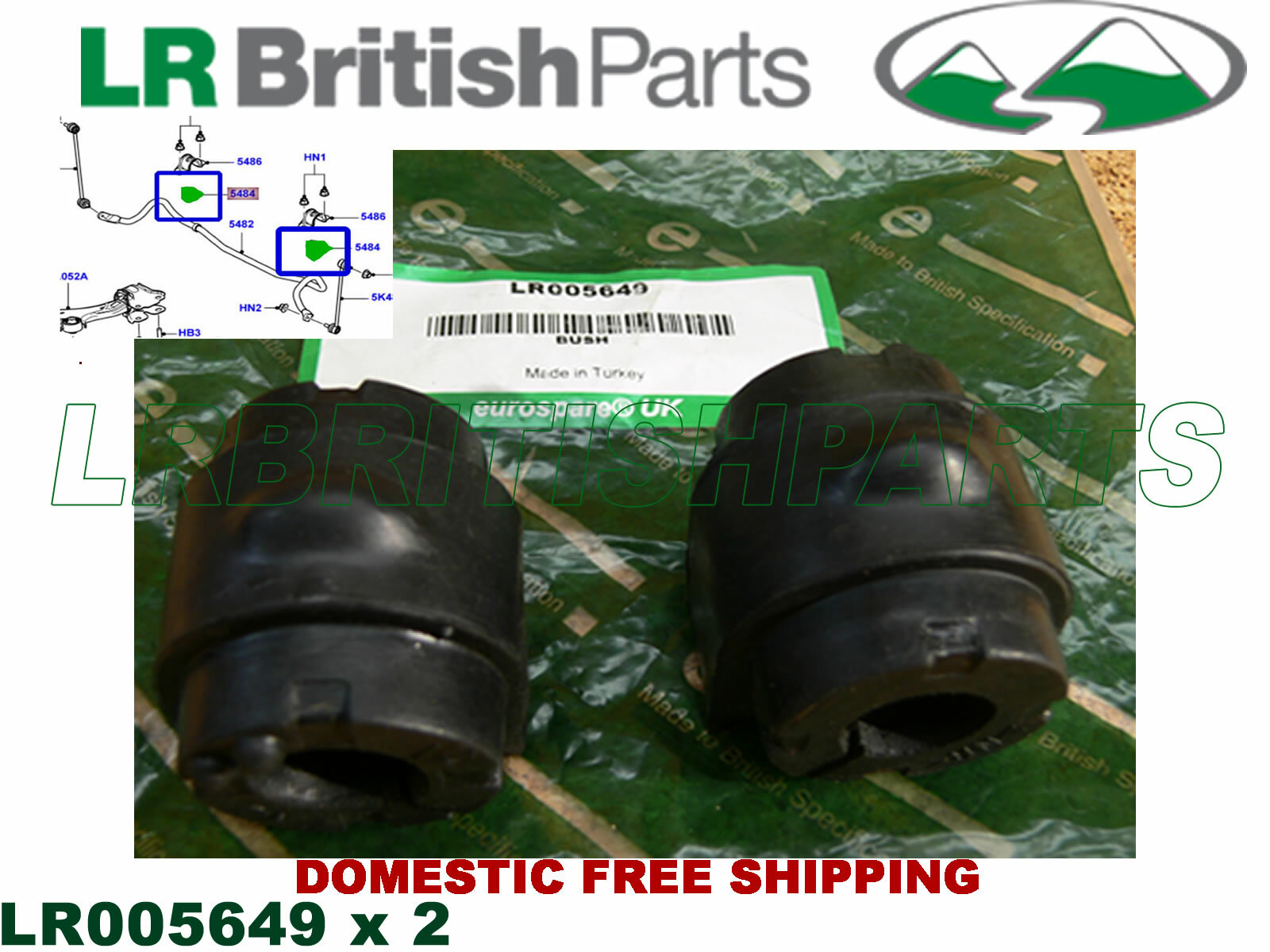 LAND ROVER FRONT STABILIZER BAR BUSHING LR2 SET OF 2 NEW LR005649 ...