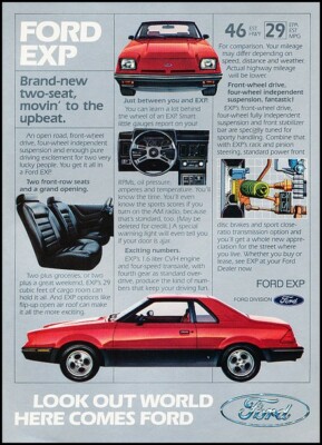 1982 Ford EXP Original Advertisement Print Art Car Ad J764A | eBay