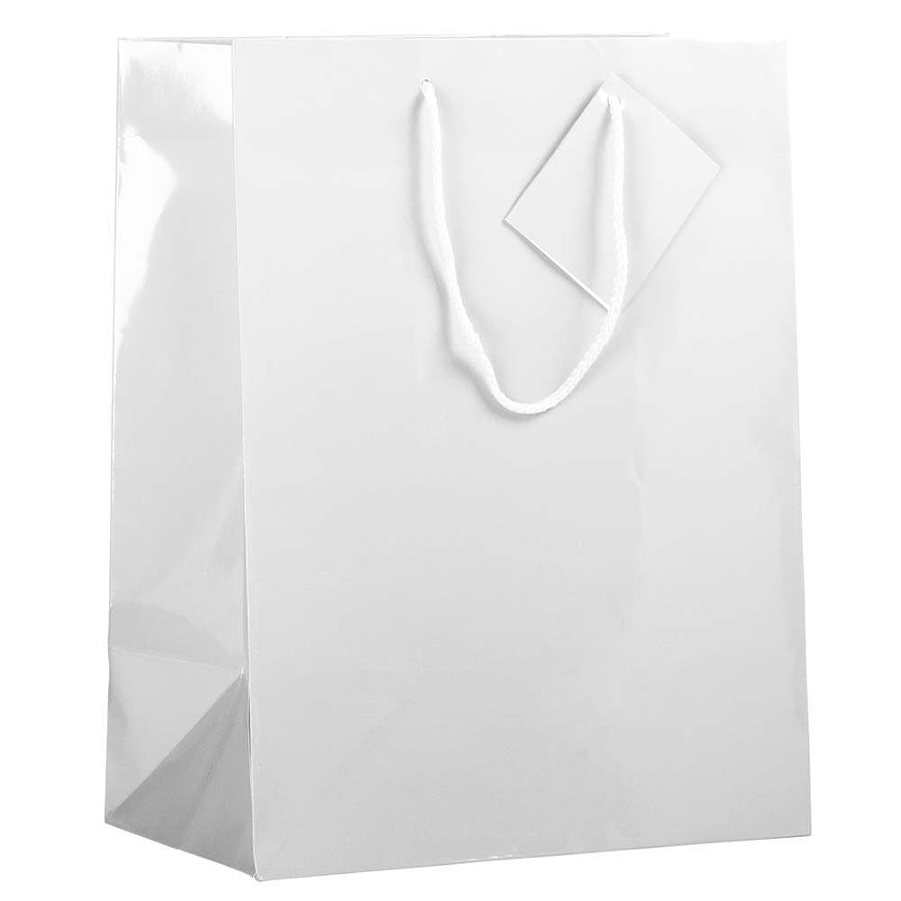 Paper Glossy Gift Bags 10 X 13 X 5 White 6/Pack Large White Glossy Gift ...
