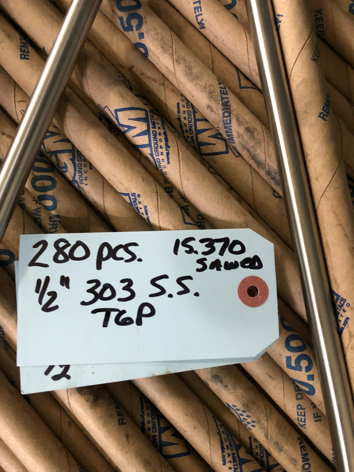 STAINLESS STEEL ROD 303 TGP 1/2" x 15.3" Long Turned Ground Polished ...