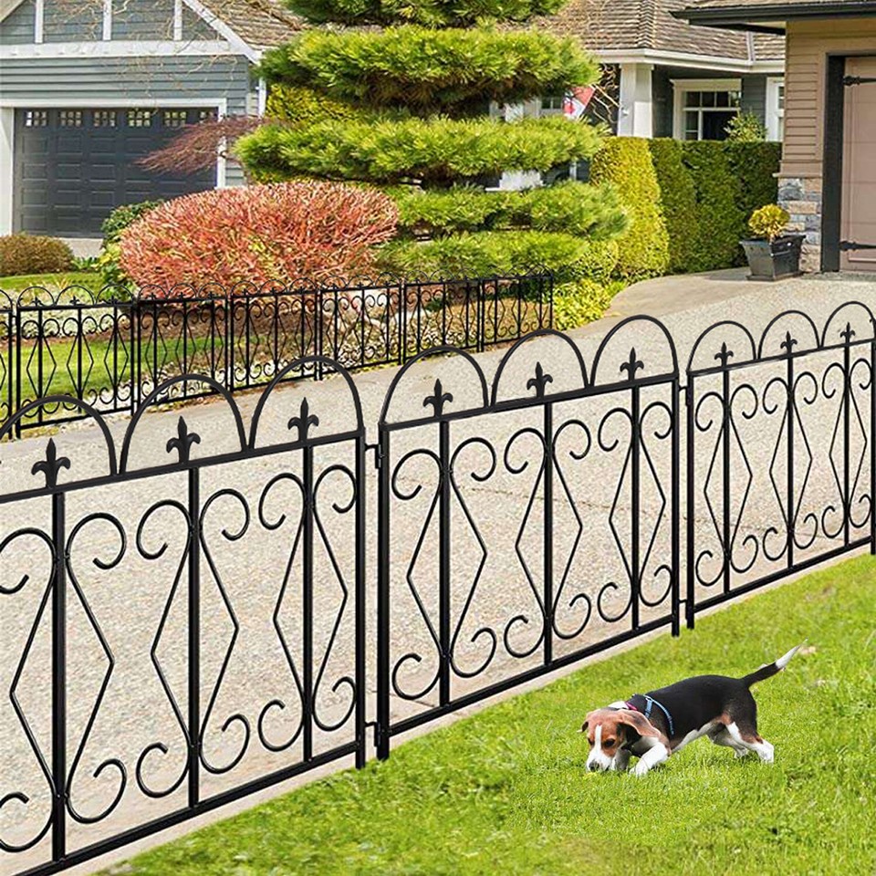 Heavy Duty Metal Garden Fence Panels Border Arched Flat Edge Climbing ...