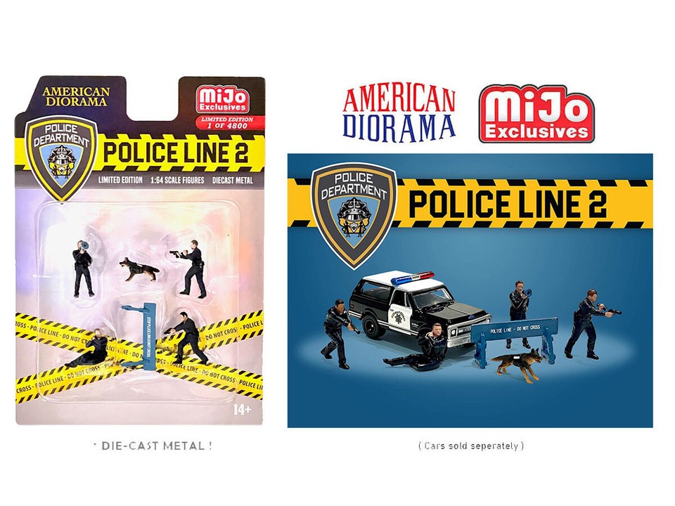American Diorama 1/64 Die Cast FIGURES Police Department K9 Police Line ...