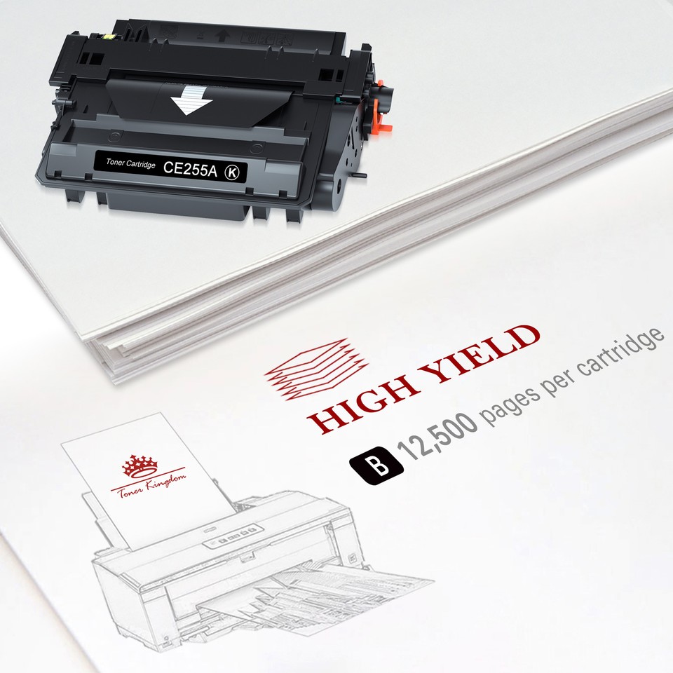 4 Pack CE255X 55X Toner Cartridge compatible for HP LaserJet Pro 500 ...