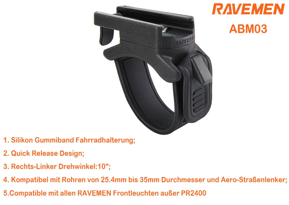 Bike Mount For RAVEMEN Front Light Bike Handlebar ABM03 ABM01 ABM05 ...